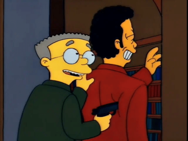Meme Generator - Smithers pointing gun at mans back - Newfa Stuff