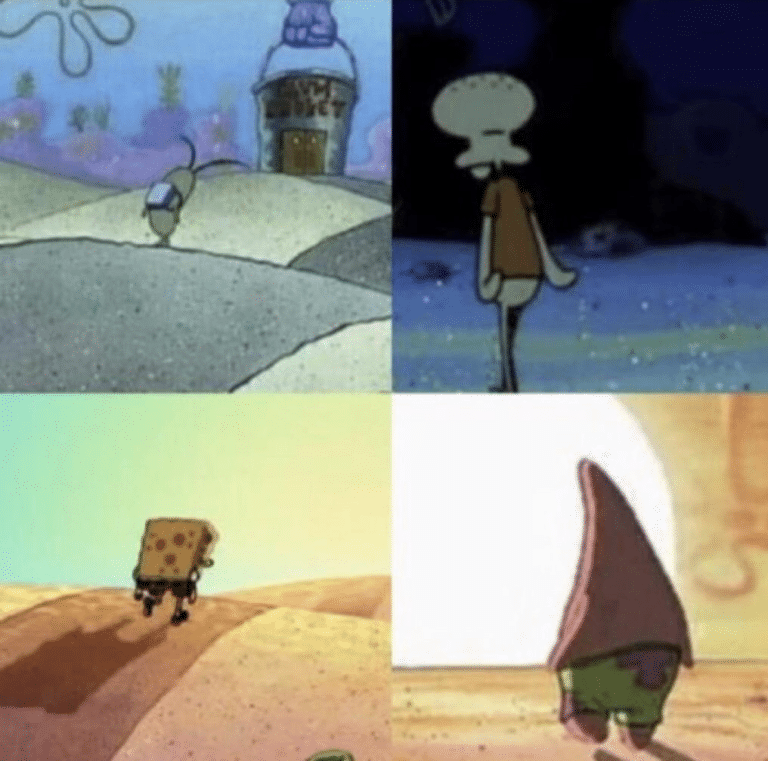 Meme Generator - Sad Spongebob characters walking - Newfa Stuff