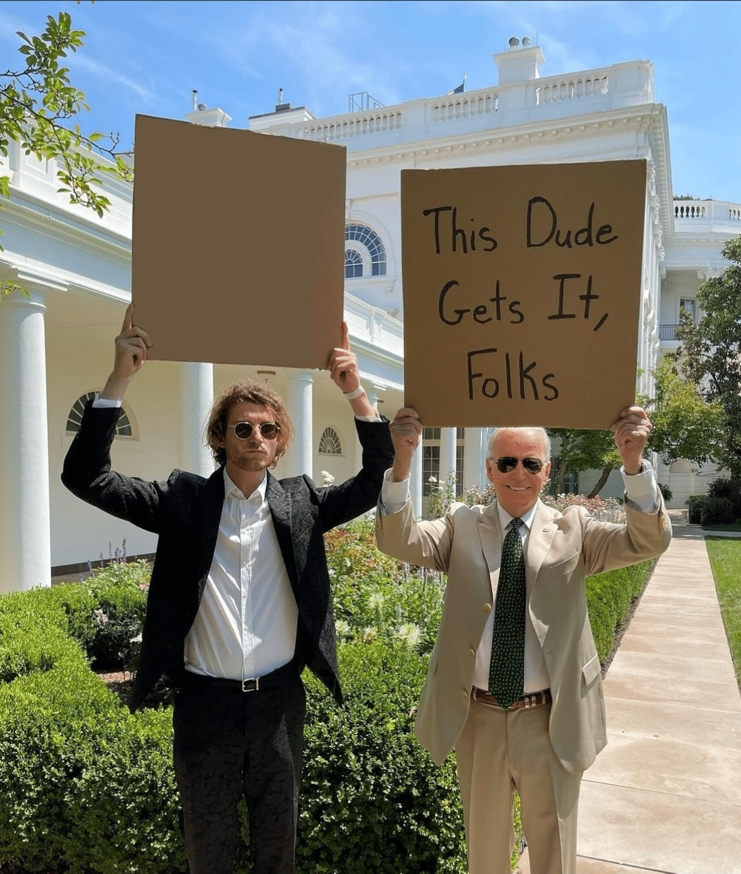 Meme Generator - Biden and Dudewithsign holding signs - Newfa Stuff